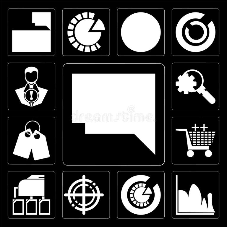 Set of Speech Bubble with Three Dots Inside, Multiple Variable Continuous Chart, Analytics ...