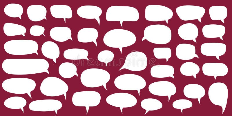 Set of Speech Bubbles. Blank Empty Vector White Speech Bubbles. Cartoon ...