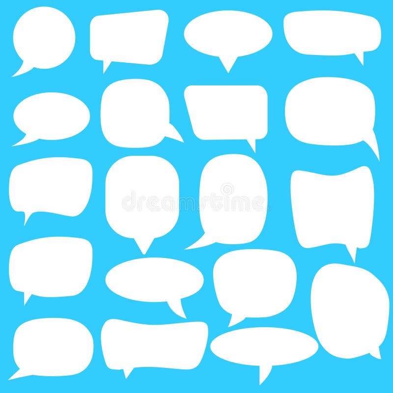 Set of Speech Bubbles. Blank Empty Vector White Speech Bubbles. Cartoon ...
