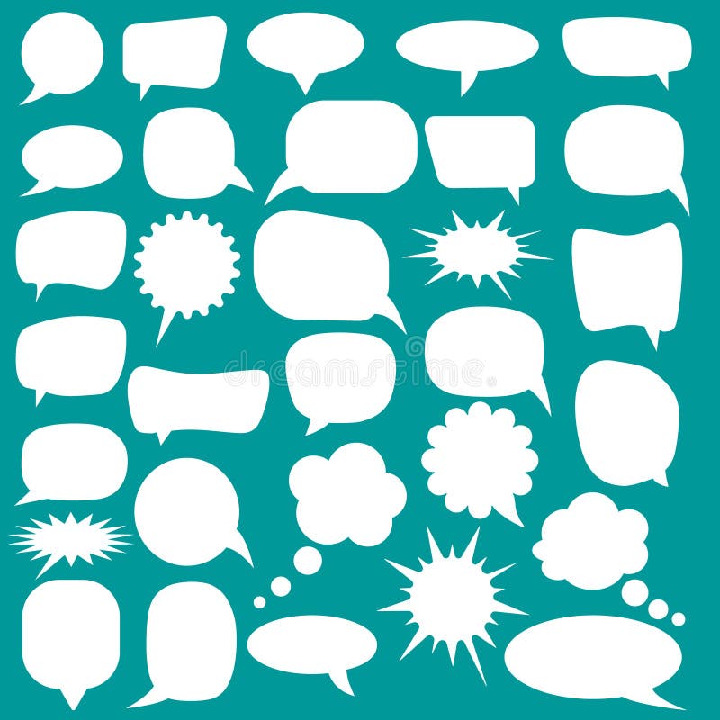 Set of Speech Bubbles. Blank Empty Vector White Speech Bubbles. Cartoon ...