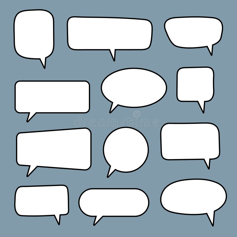 Set of Speech Bubbles. Blank Empty Vector White Speech Bubbles. Cartoon ...