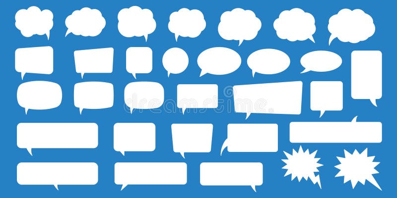Set of Speech Bubbles. Blank Empty Vector White Speech Bubbles. Cartoon ...