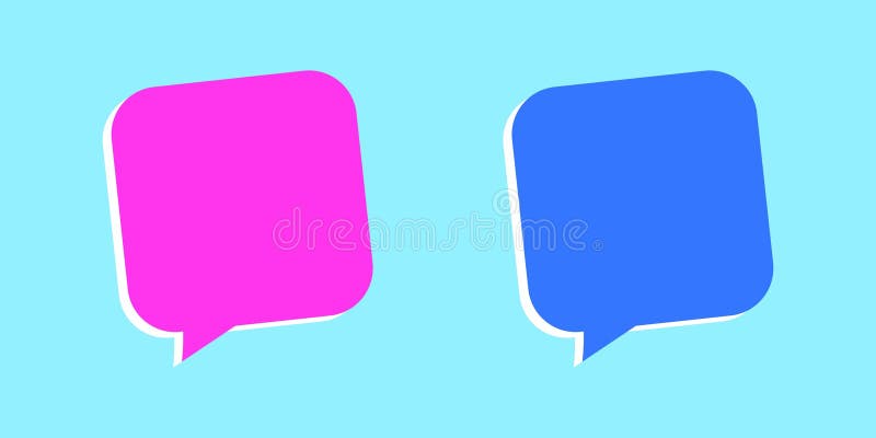 Set of Speech Bubbles in Blue and Pink Colors Isolated in Light Blue ...