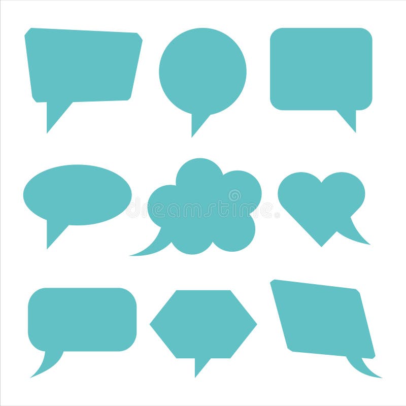 Set of Speech Bubbles in Blue on White Background. Empty Blank of ...