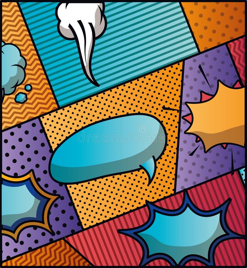 Set of Speech Bubbles and Expressions Pop Art Background Stock Vector ...