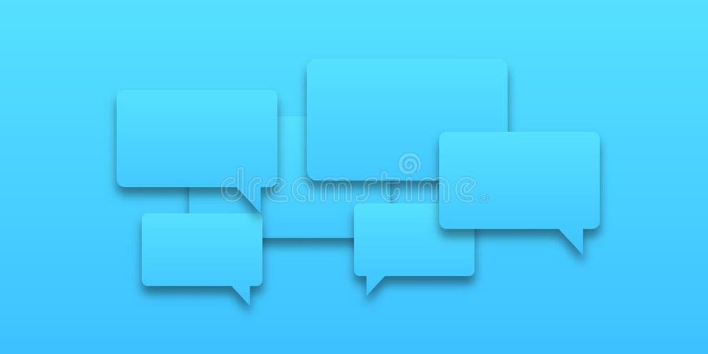 Set of Speech Bubbles Icons. Blue Speech Bubbles on a Blue Background ...