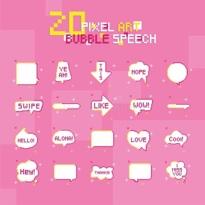 Set of Speech Bubbles Pixel Art Vector Stock Vector - Illustration of ...