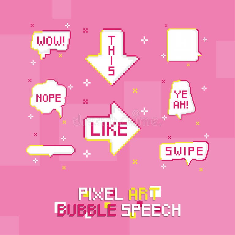 Set of Speech Bubbles Pixel Art Vector Stock Illustration ...