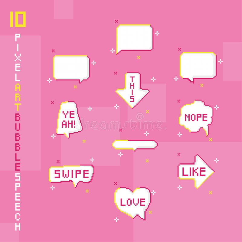 Set of Speech Bubbles Pixel Art Vector Stock Vector - Illustration of ...