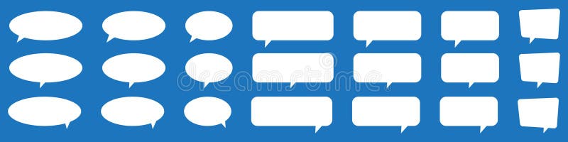 Set of Speech Bubbles. Speak Bubble Text, Cartoon Chatting Box, Message Box. Blank Empty White ...