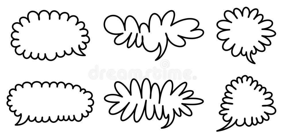 Set of Speech Bubbles with Various Wavy Outlines Stock Vector - Illustration of thoughts, basic ...