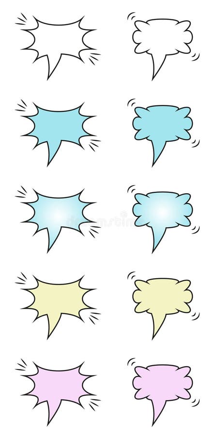 Set of Speech Bubbles in Vector for Comics. Stock Vector - Illustration ... Set of Speech Bubbles in Vector for Comics. Stock Vector - Illustration ...