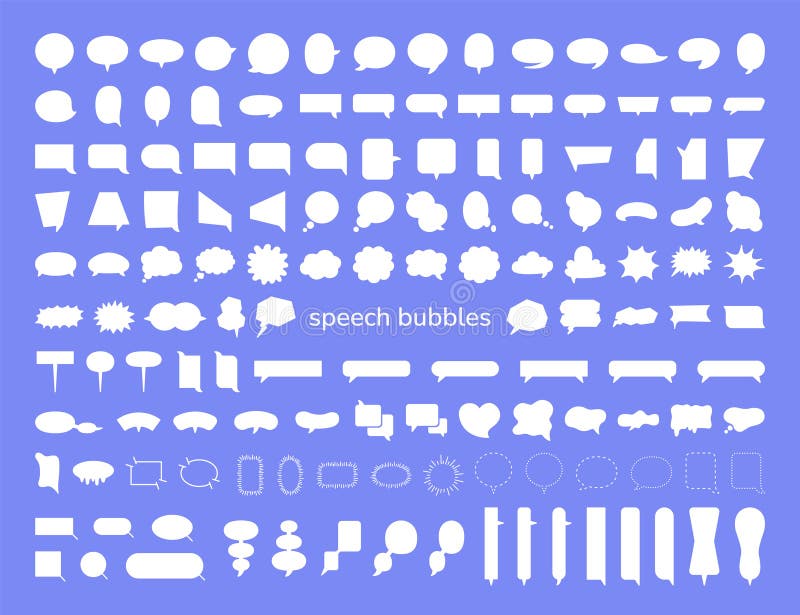 Set of Speech Bubbles Vector Element, Text Balloon, Text Box, Comic ...