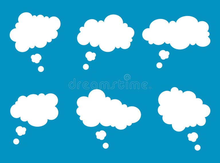 Set of Speech or Thought Bubbles with Different Shapes, Text Chat Cloud ...