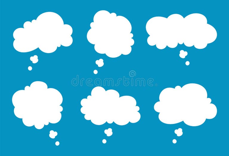 Set of Speech or Thought Bubbles with Different Shapes, Text Chat Cloud ...