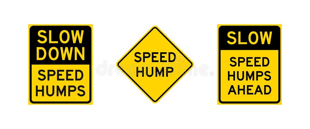 Set of Speed Hump Road Signs Stock Vector - Illustration of roadside ...