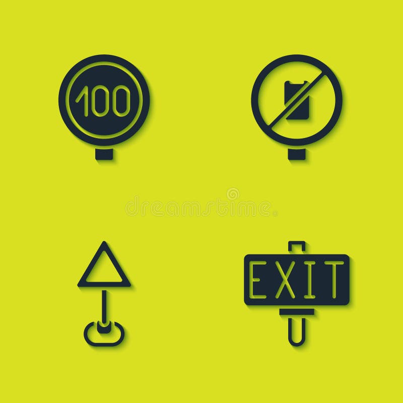 Set Speed Limit Traffic, Fire Exit, Triangle Warning Blank and No Cell ...