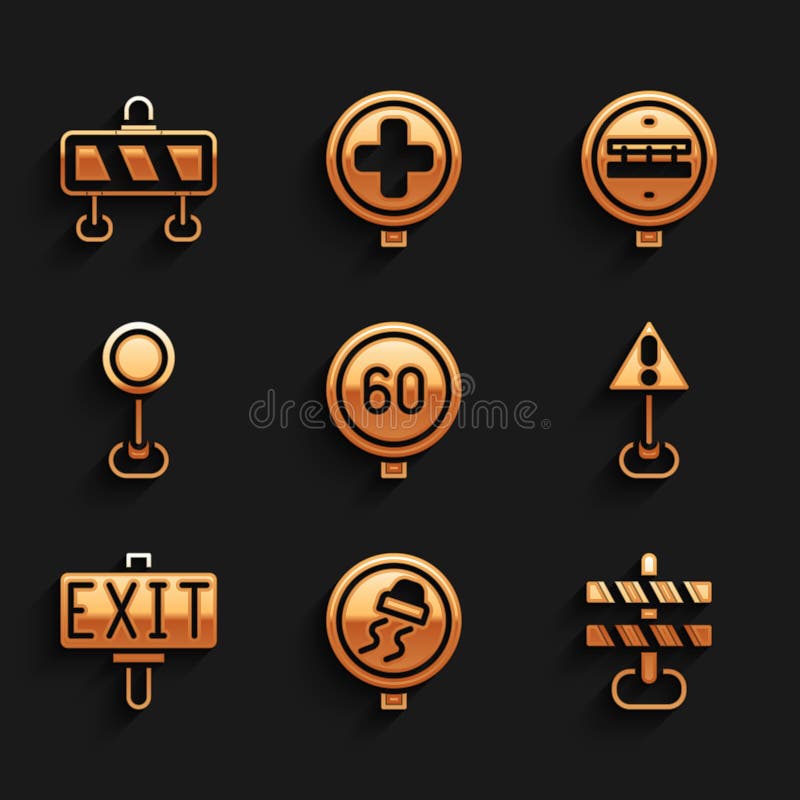 Set Speed Limit Traffic, Slippery Road, Road Barrier, Exclamation Mark ...