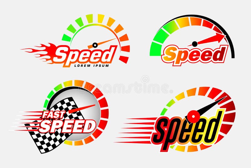Set of Speed Logo or Speedometer Symbol or Speed Race Logo Concept ...