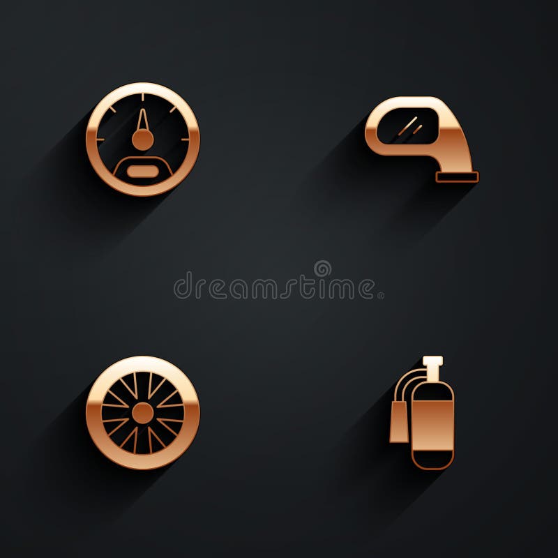 Set Speedometer, Car Mirror, Alloy Wheel for Car and Fire Extinguisher ...