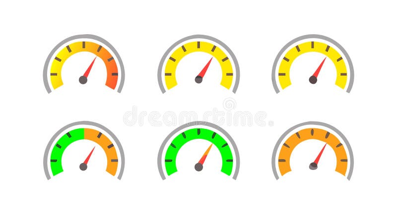 A Set of Speedometer and Gauge Icons for Performance Dashboards, Vector Design Generative AI ...