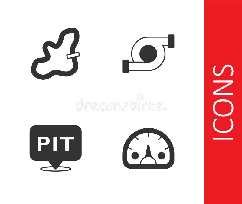 Set Speedometer, Racing Track, Pit Stop and Automotive Turbocharger ... Set Speedometer, Racing Track, Pit Stop and Automotive Turbocharger ...