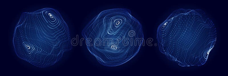 Set of Spheres Consisting of Particles. Modern Wireframe Elements ...