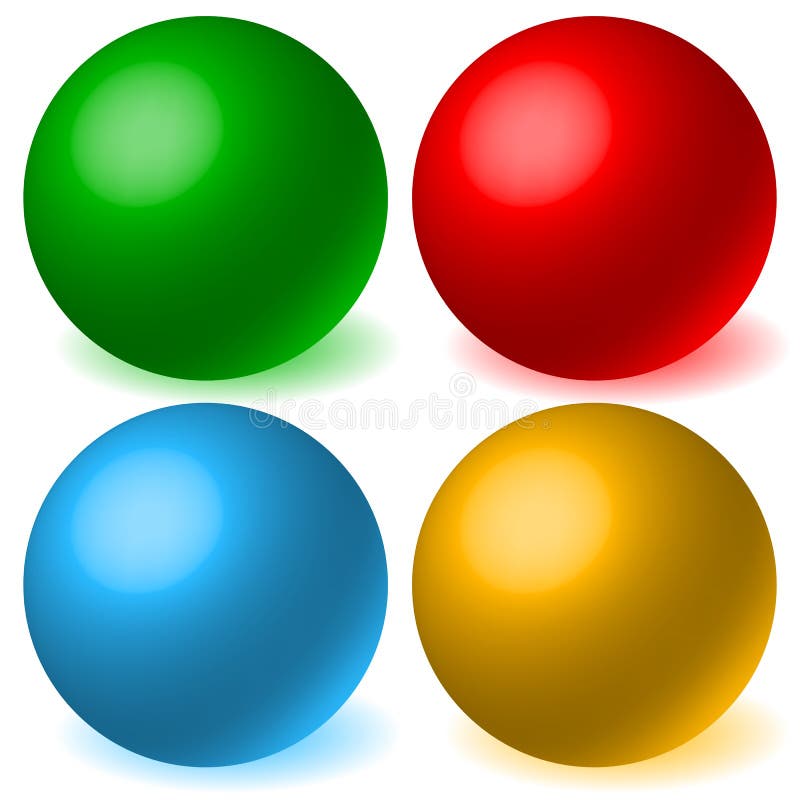 Set of 4 Spheres with Glowing Shadow. Spatial, 3d Balls, Orbs Stock ...