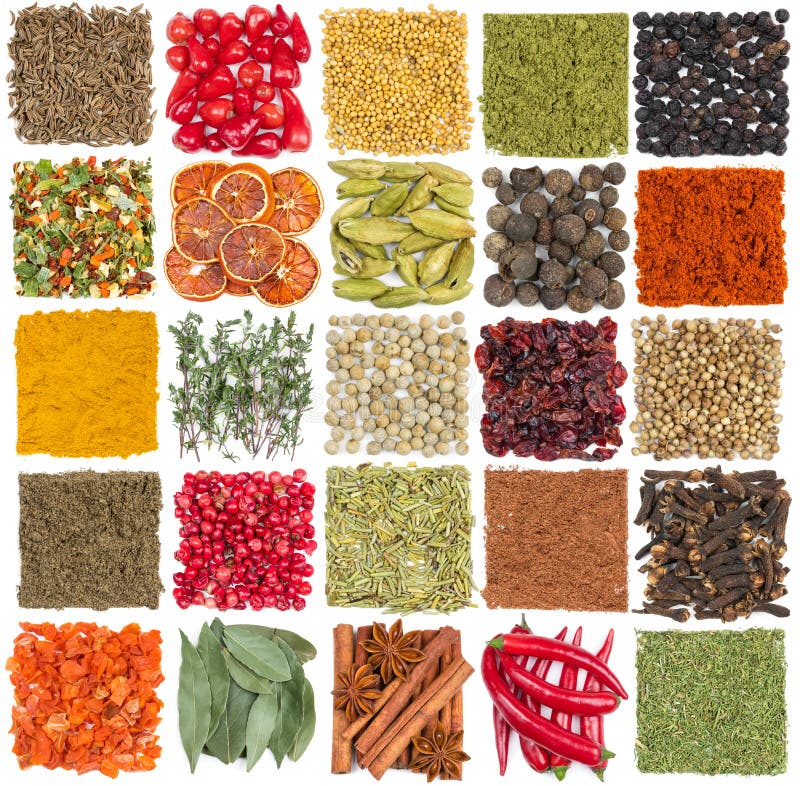 Set of Spices Isolated on White Stock Image - Image of isolated ...