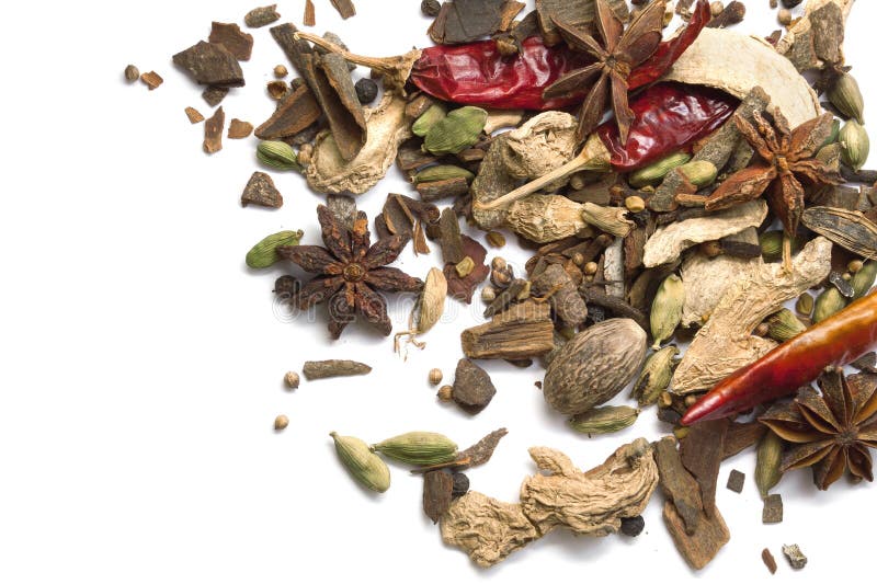 Set of Spices White Background. Mix. Stock Photo - Image of cardamom ...