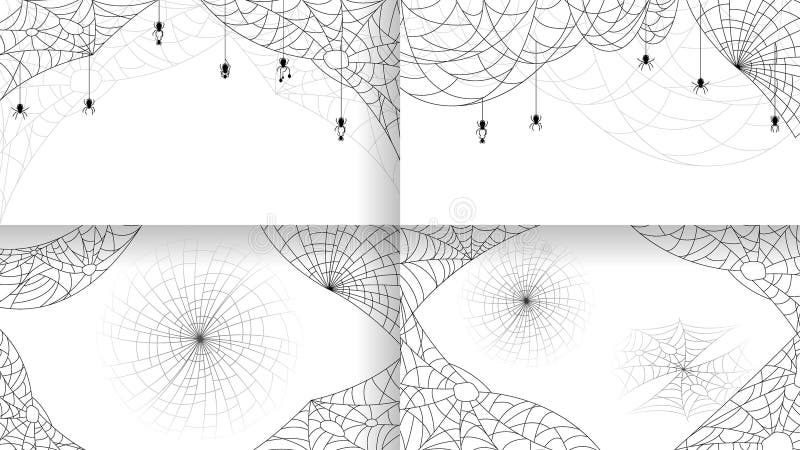 Set Spider Web on White Background Halloween Design Elements Spooky ...