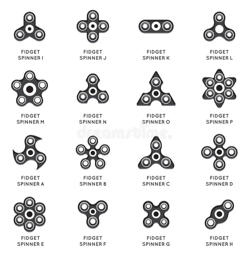 Set of Spinner or Fidget Spinner Stock Illustration - Illustration of ...