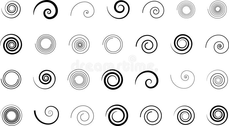 Set of Spiral Design Elements Vector. Spiral Logo Design Elements Stock ...