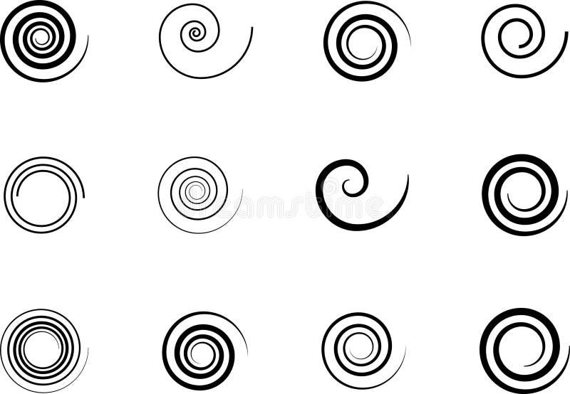 Set of Spiral Design Elements Vector. Spiral Logo Design Elements Stock ...