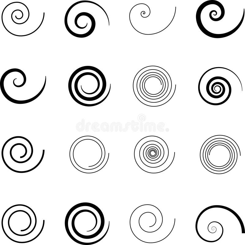 Set of Spiral Design Elements Vector. Spiral Logo Design Elements Stock ...