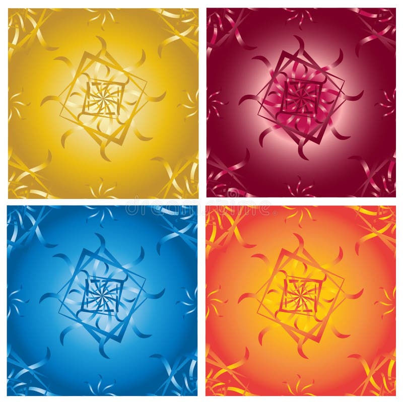 Set of Spiral Flower Vector Seamless Patterns Stock Vector ...