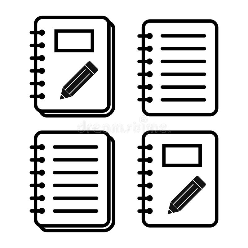 Set of Spiral Notebook Icon, Paper Blank Page Symbol, Note Web Vector ...