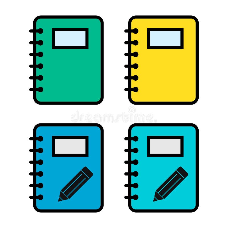 Set of Spiral Notebook Icon, Paper Blank Page Symbol, Note Web Vector ...