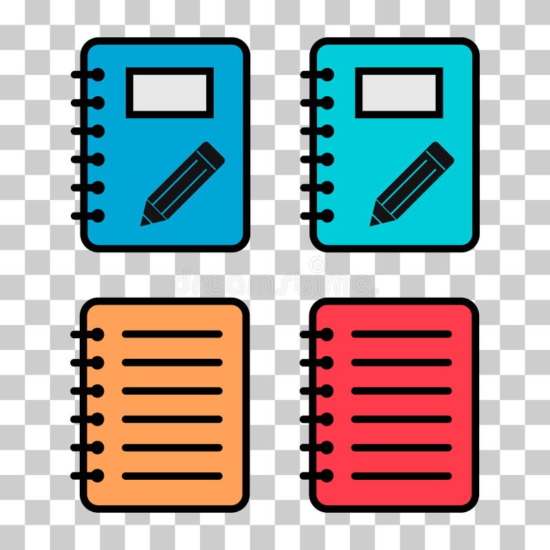 Set of Spiral Notebook Icon, Paper Blank Page Symbol, Note Web Vector ...