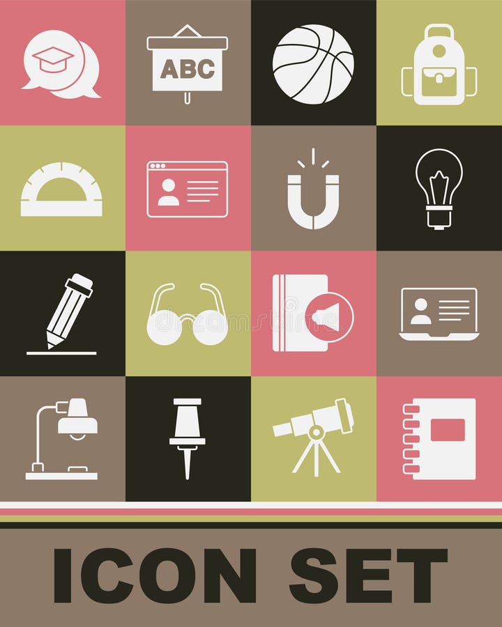 Set Spiral Notebook, Online Class, Light Bulb with Idea, Basketball ... Set Spiral Notebook, Online Class, Light Bulb with Idea, Basketball ...