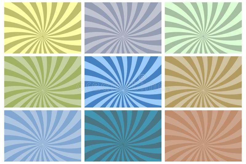 Set Spiral Rays. Vintage Retro. Optical Pattern. Circular Frame. Vector ...