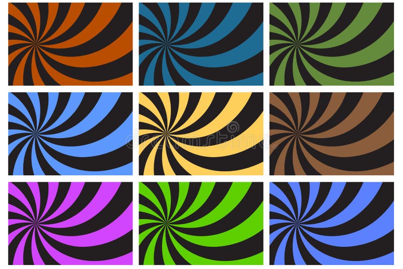 Set Spiral Rays. Vintage Retro. Optical Pattern. Circular Frame. Vector ...