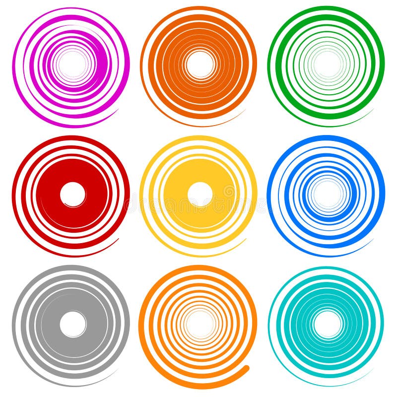Set of Spiral Shapes with Different Contours Stock Vector ...