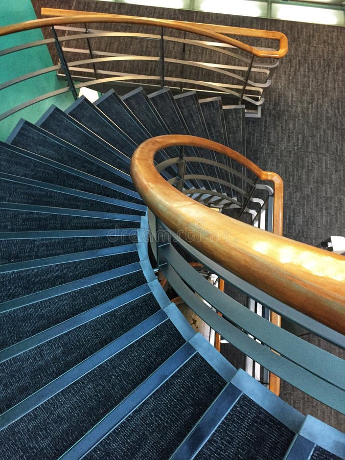 Set of Spiral Stairs Leading Downwards Stock Image - Image of indoors ...