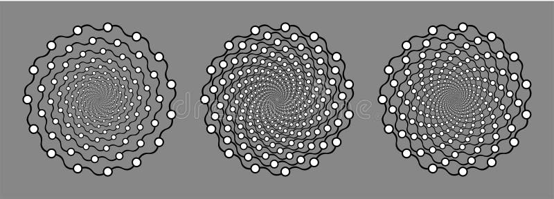 Set of Spiral Vector Patterns Circles, Curves, Dots on a White ...
