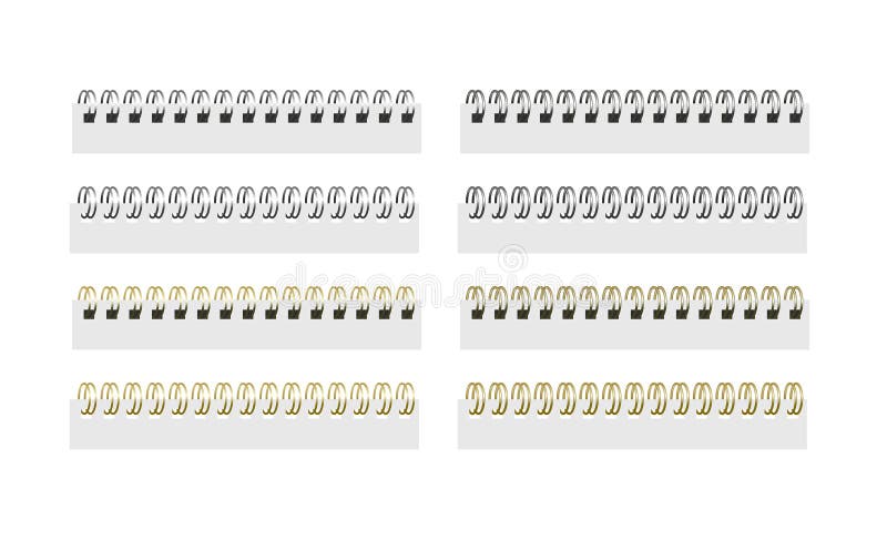 The Set of Spirals for Binding, Silver and Gold Color. Stock Vector ...