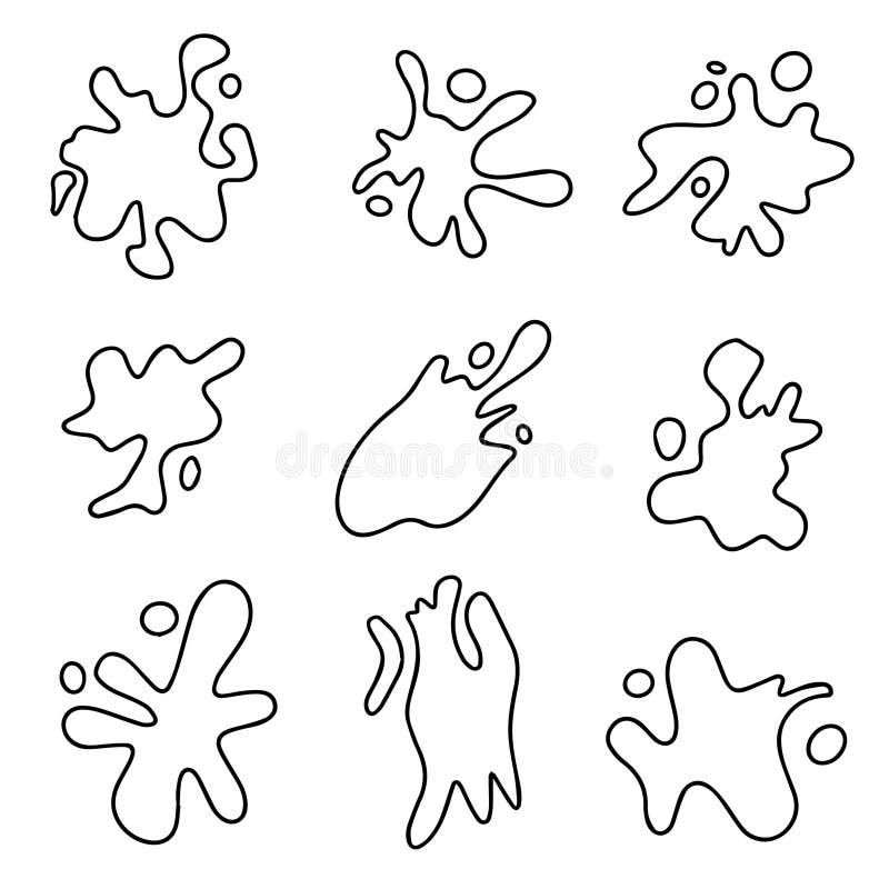 Set of Splashes. Ink Blots, Black Paint, Design Elements Set. Vector ...