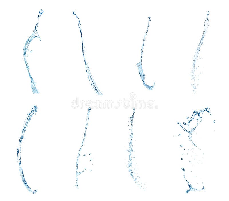 Set with Splashes of Pure Water on White Background Stock Image - Image ...
