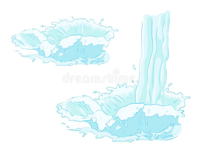 Set Splashes Water and Flow Stock Vector - Illustration of clear ...