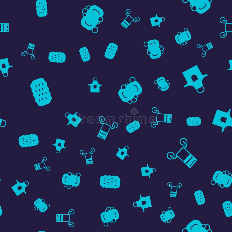 Set Sponge, Kitchen Apron, Bar of Soap and Towel Hanger on Seamless ...